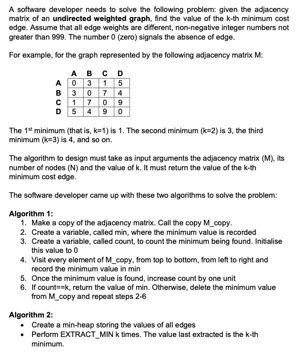 What Is The Pseudocode For Algorithm 1 And 2 As Shown Below A Software Developer Needs To Solve 