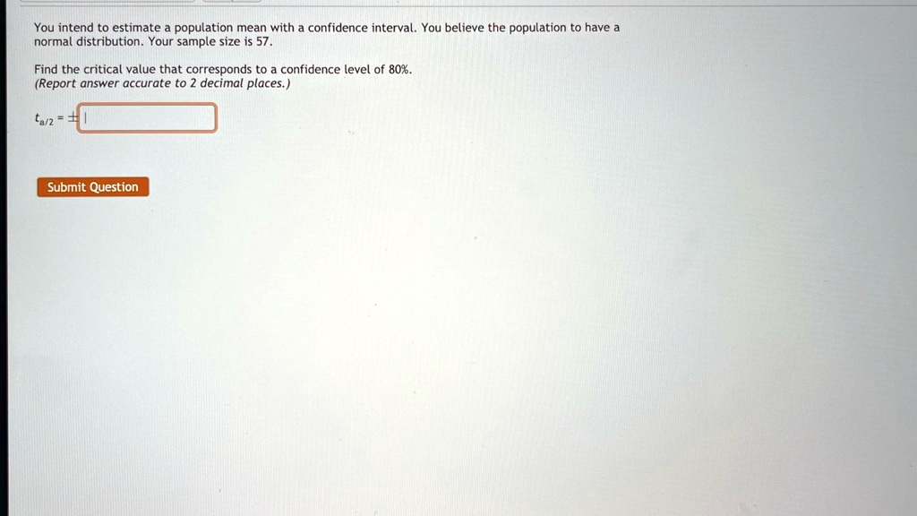 SOLVED: You intend to estimate a population mean with a confidence ... SOLVED: You intend to estimate a population mean with a confidence ...