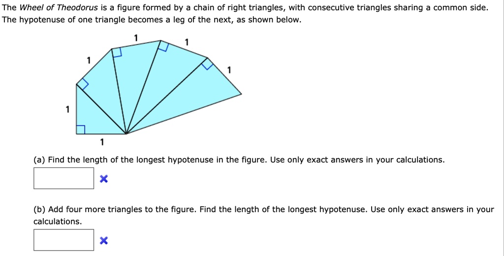 the wheel of theodorus is a figure formed by a chain of right triangles ...