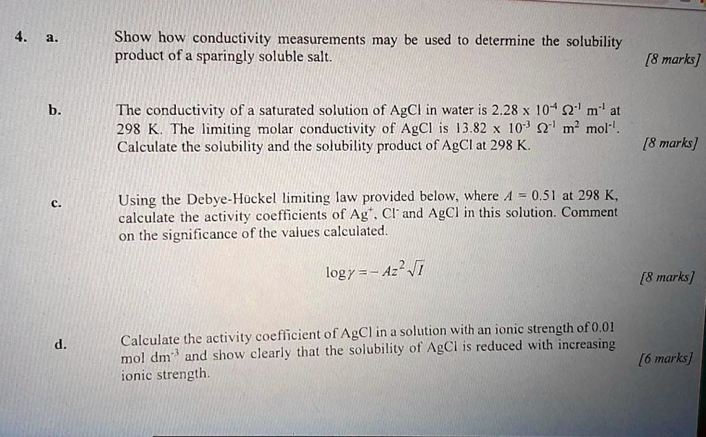 show how conductivity measurements may be used to determine the ...