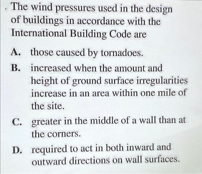 SOLVED: The wind pressures used in the design of buildings in ...