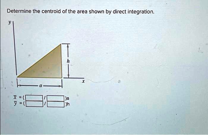 SOLVED: Determine the centroid of the area shown by direct integration:
