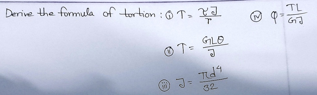 Derive the formula of tortion: ? T = (2J)/(r)