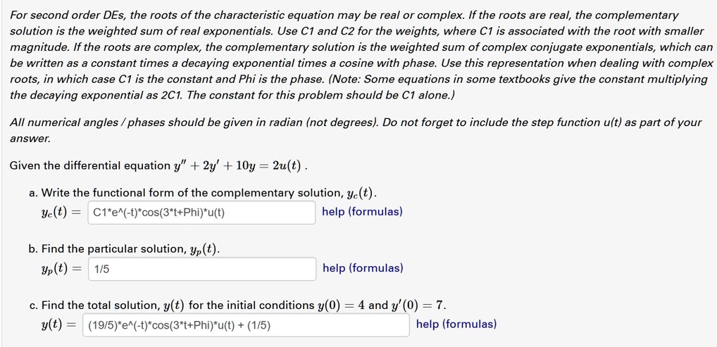 for second order des the roots of the characteristic equation may be ...