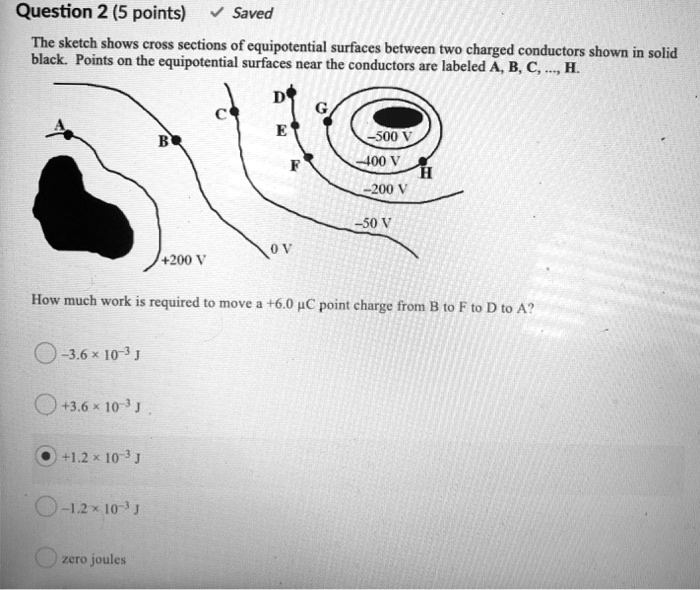 question 2 5 points saved the sketch shows cross sections of equipotential surfaces between two ...