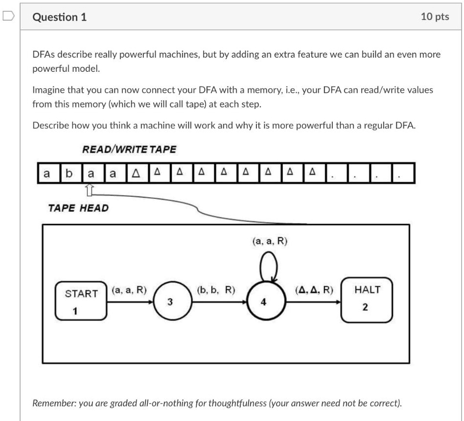 SOLVED: DFAs describe really powerful machines, but by adding an extra ...