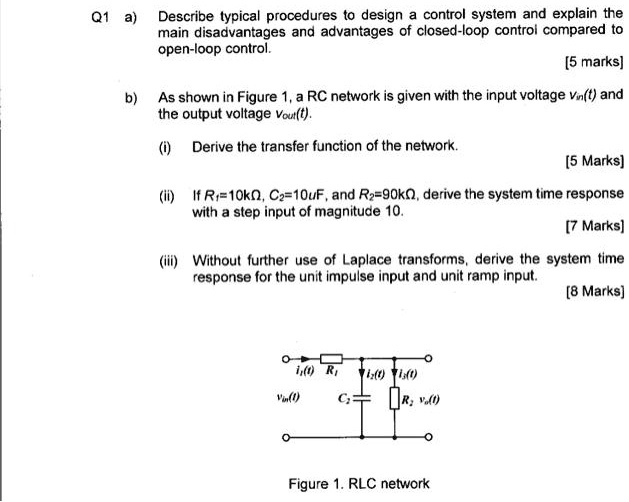 Q1 a) Describe typical procedures to design a control system and ...