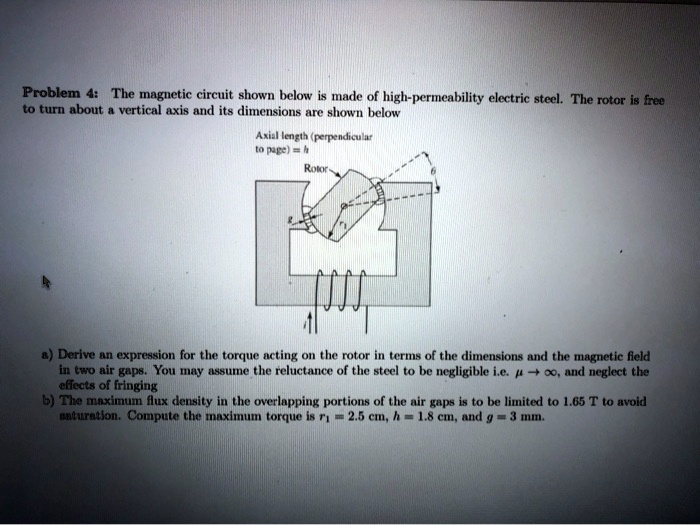 SOLVED: Problem 4: The magnetic circuit shown below is made of high ...