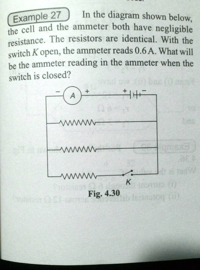 Example 27 In the diagram shown below, the cell and the ammeter both ...
