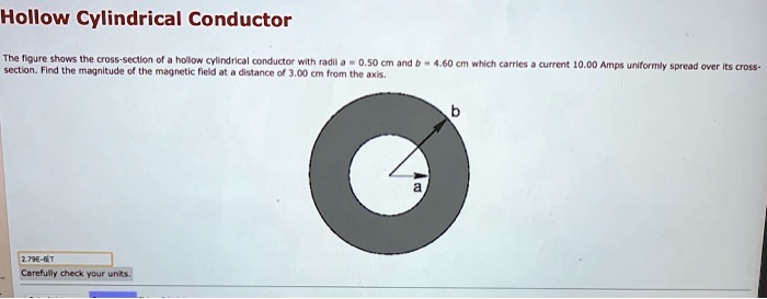 SOLVED: Hollow Cylindrical Conductor The figure shows the cross-section ...
