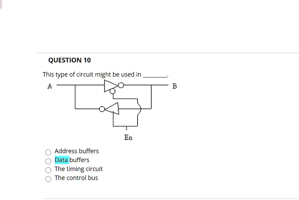 SOLVED: QUESTION 10 This type of circuit might be used in A B En Address buffers Data buffers ...