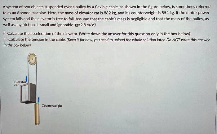 SOLVED: A system of two objects suspended over a pulley by a flexible ...