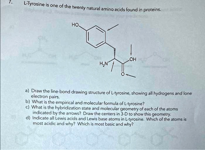 SOLVED: HO a Draw the line-bond drawing structure of L-tyrosine,showing ...