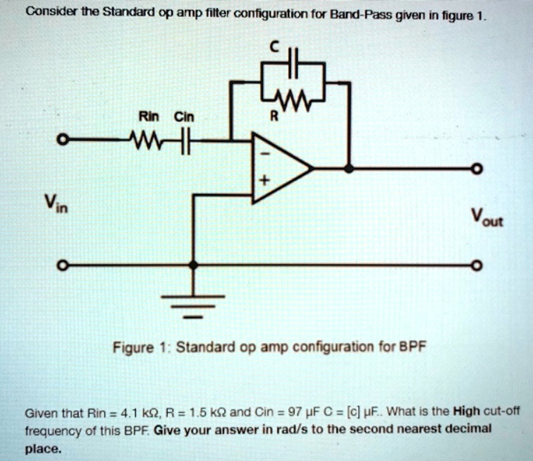 SOLVED: Consider the Standard op amp filter configuration for Band-Pass ...