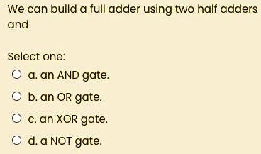 SOLVED: URGENT We can build a full adder using two half adders and ...