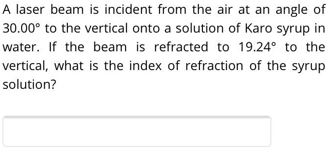 A laser beam is incident from the air at an angle of 30.00° to the ...
