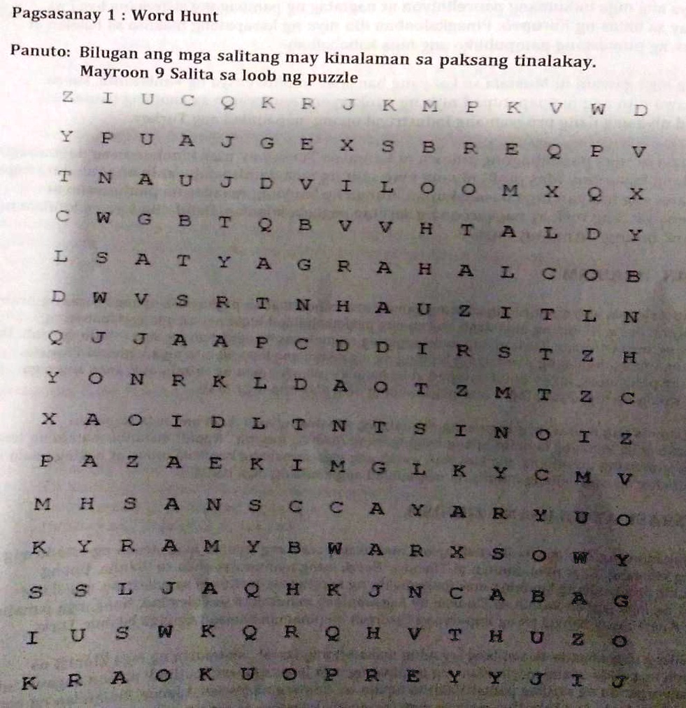 pagsasanay 1 word huntpanuto bilugan ang mga salitang may kinalaman sa ...
