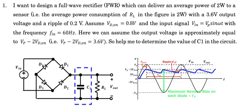 SOLVED: I want to design a full-wave rectifier (FWR) which can deliver ...