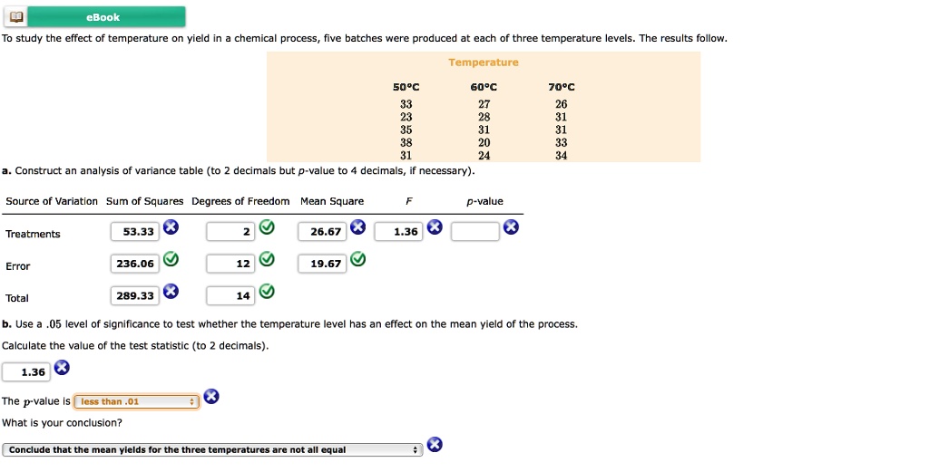 SOLVED: To study the effect of temperature on a chemical process, five ...