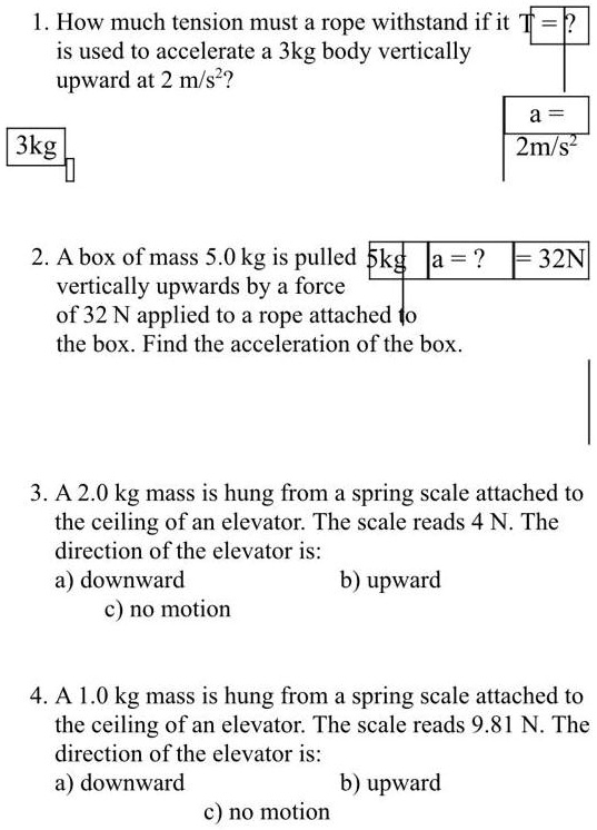SOLVED: Texts: 1. How much tension must a rope withstand if it is used ...