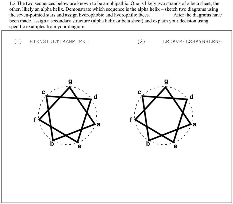 1.2 The two sequences below are known to be amphipathic. One is likely ...