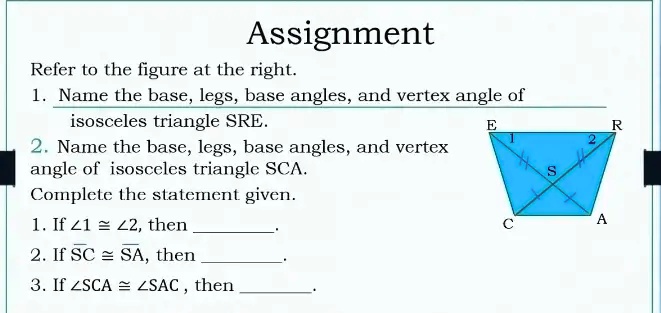 Assignment: Refer to the figure at the right. Name the base, legs, base ...