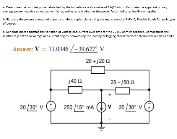 a. Determine the complex power absorbed by the impedance with a value ...