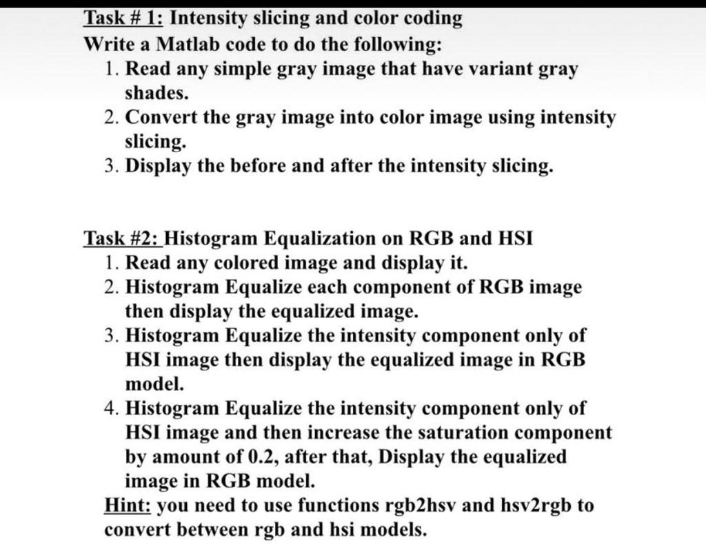 Solved Task 1 Intensity Slicing And Color Coding Write A Matlab Code To Do The Following 1