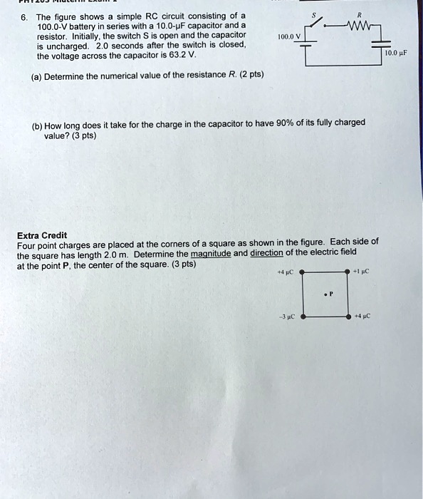 the figure shows simple rc circuit consisting of 1000 v battery series with 100 uf capacitor and ...