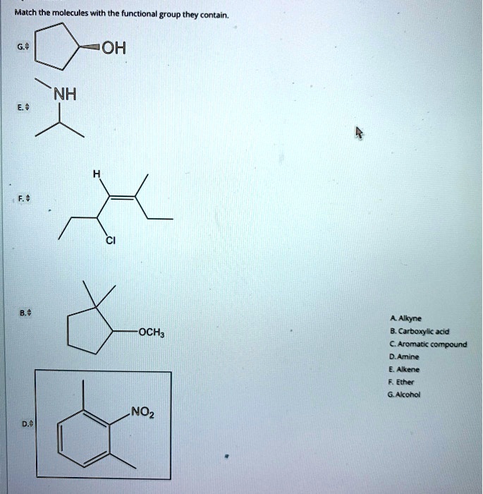 SOLVED: Match the molecules with the functional group they contain OH ...