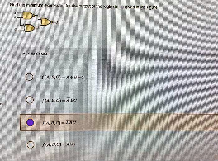 Solved Find The Minimum Expression For The Output Of The Logic Circuit Given In The Figure 3047