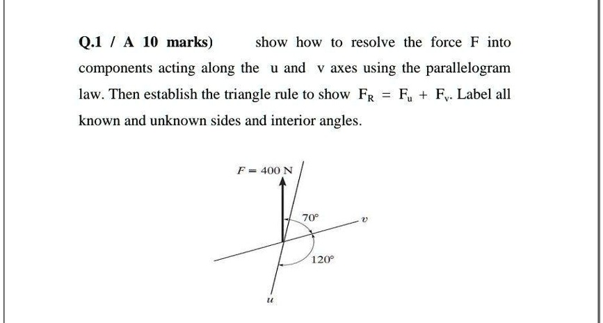 SOLVED: Q1 1A 10 marks) show how to resolve the force F into components acting along the and ...