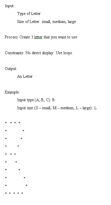 Solved Make A Java Code Input Type Of Letter Size Of Letter Small 5653