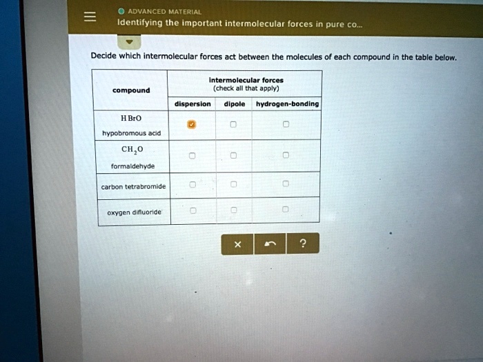 SOLVED: ADVANCED MATERIAL: Identifying the Important Intermolecular ...