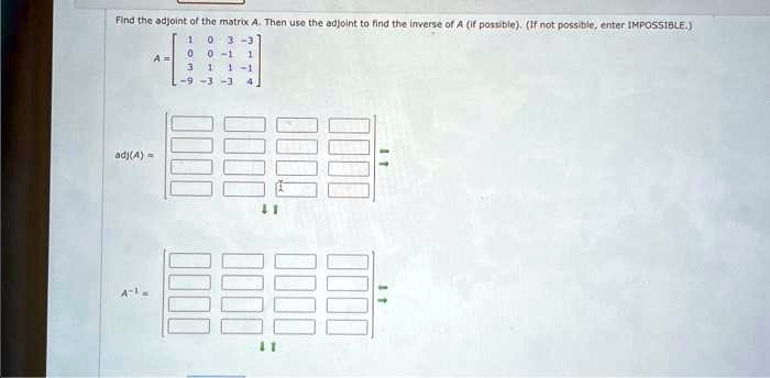SOLVED: linear Find the adjoint of the matrix A.Then use the adjoint to ...