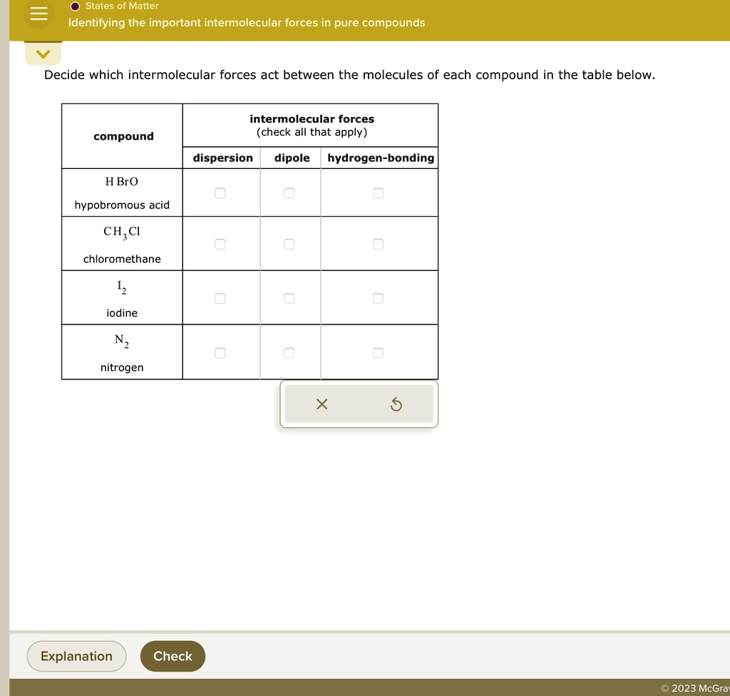 SOLVED: States of Matter Identifying the important intermolecular ...
