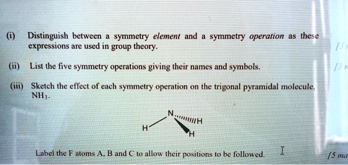SOLVED:Distinguish betwecn symmetry element and expressions are used in group theory: symmetry ...