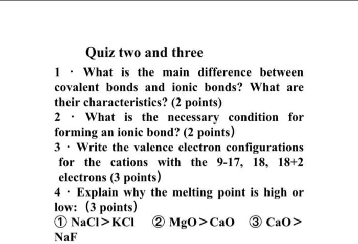 Covalent And Ionic Bonding Quiz