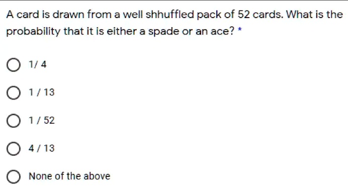 SOLVED: A card is drawn from a well-shuffled pack of 52 cards. What is ...