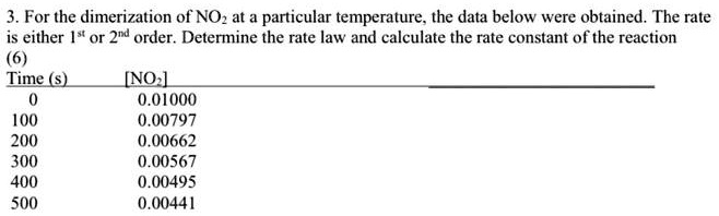 SOLVED: For the dimerization of NO2 at a particular temperature, the ...
