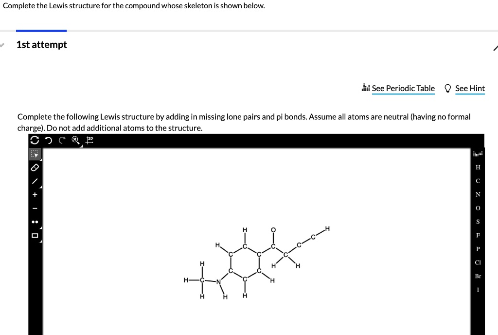 complete the lewis structure for the compound whose skeleton is shown ...