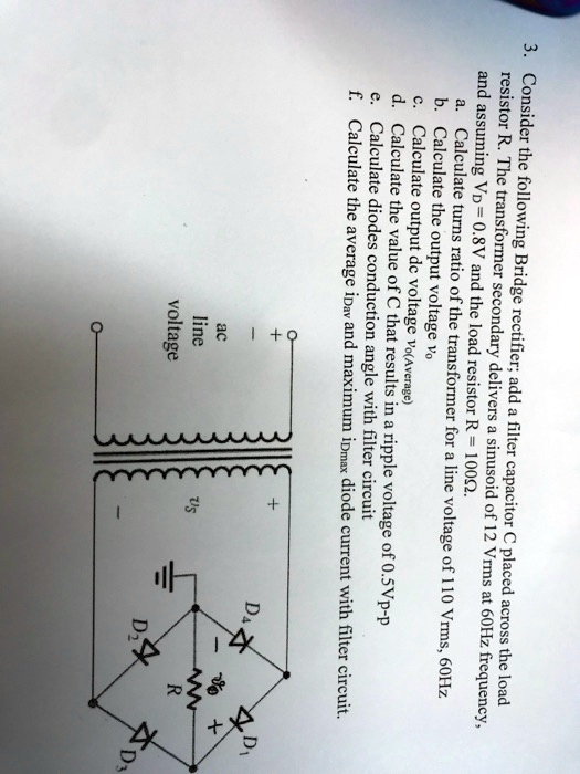 a 3 voltage line ac calculate diodes conduction angle with filter circuit calculate output dc ...