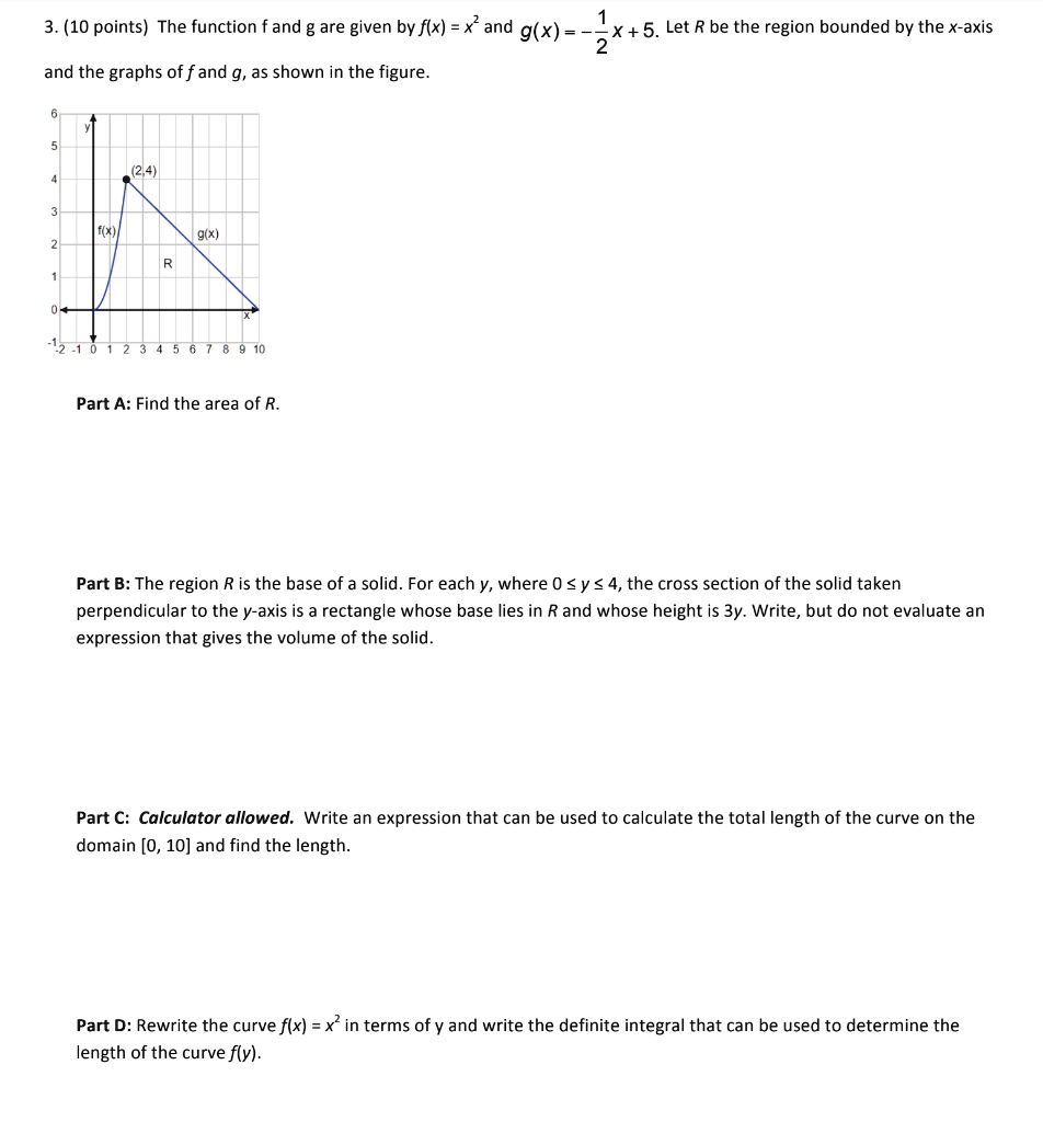 [GET ANSWER] 3. (10 points) The function f and g are given by f(x) = x ...