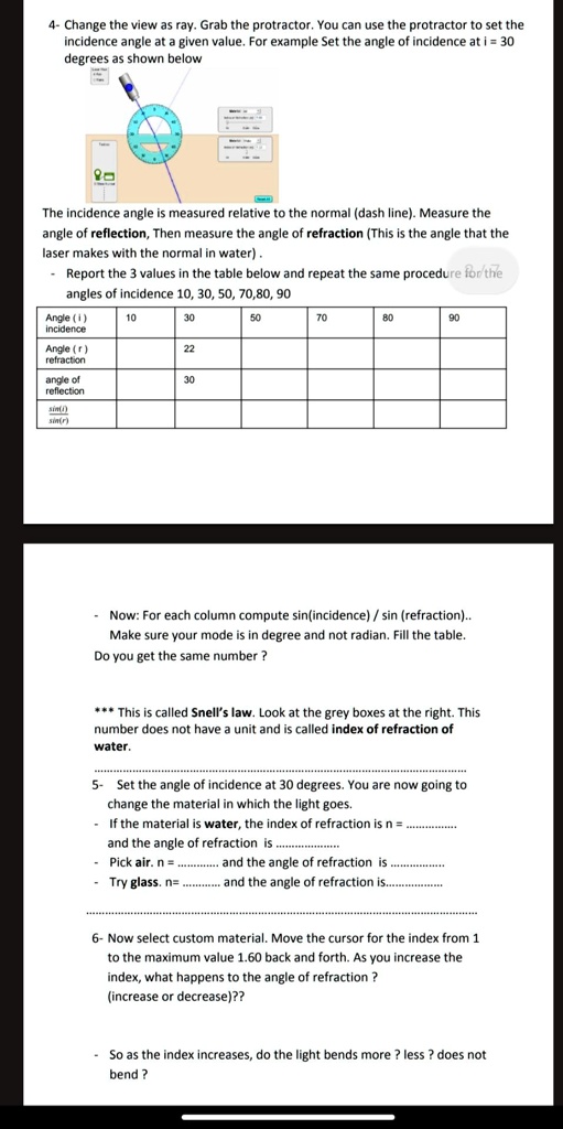 SOLVED: Change the view = ray: Grab the protractor. You can use the ...