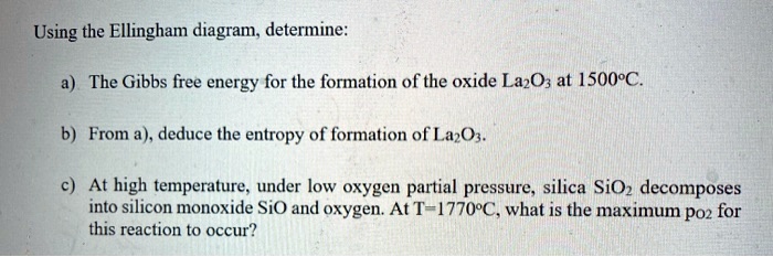 using the ellingham diagramdetermine athe gibbs free energy for the ...