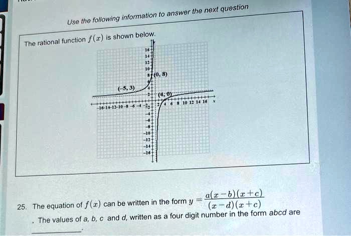 SOLVED: The rational function f(x) is shown below: f(x) = (10x + 0.8) / (5x^3 + 40) The values ...