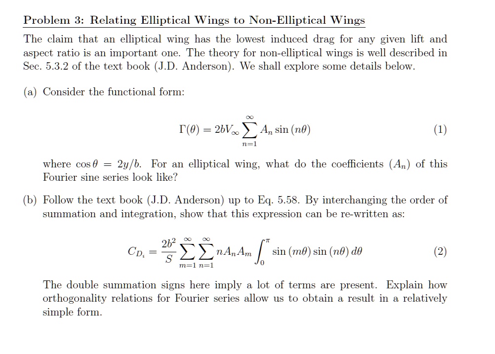 SOLVED: Problem 3: Relating Elliptical Wings to Non-Elliptical Wings ...
