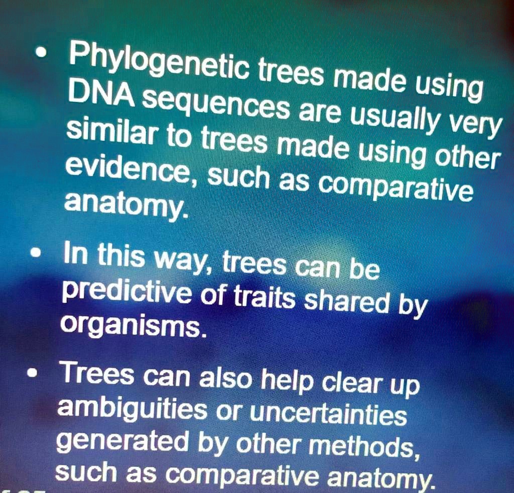 SOLVED: Phylogenetic trees DNA made using sequences are similar to usually trees very made using ...