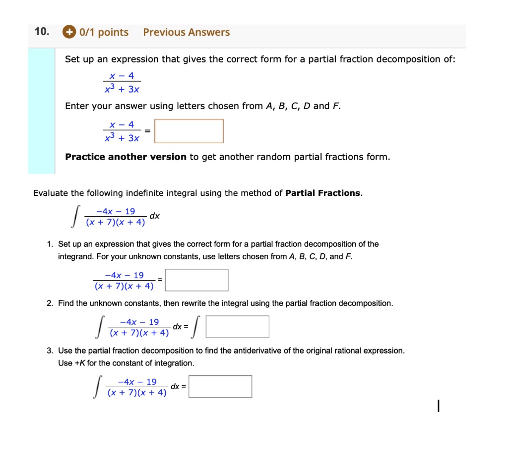 SOLVED: 0/1 points Previous Answers 10 Set up an expression that gives ...