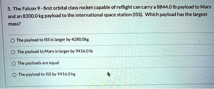 SOLVED: The Falcon 9 first orbital class rocket capable of reflight can ...